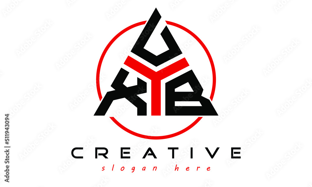 XUB three letter creative triangle shape in circle logo design vector ...