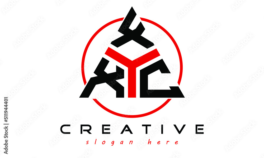 XXC three letter creative triangle shape in circle logo design vector ...