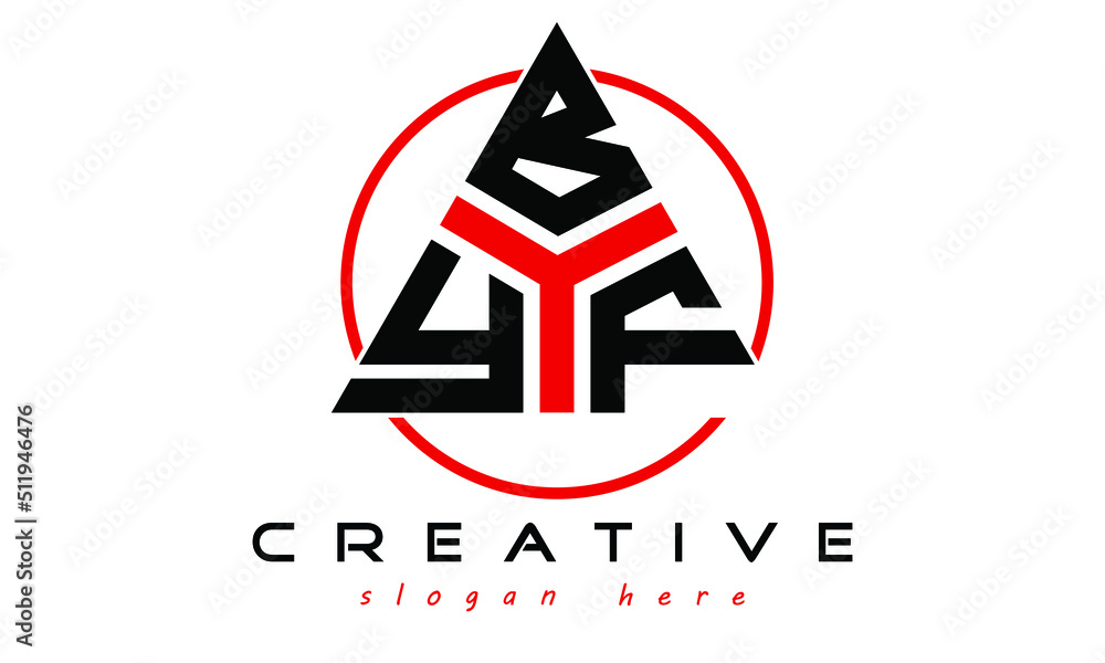 YBF three letter creative triangle shape in circle logo design vector ...