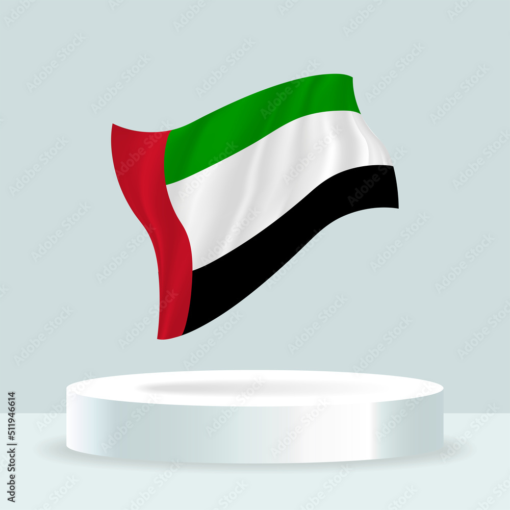 United Arab Emirates flag. 3d rendering of the flag displayed on the ...