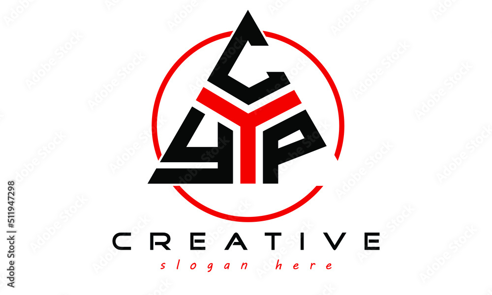YCP three letter creative triangle shape in circle logo design vector ...