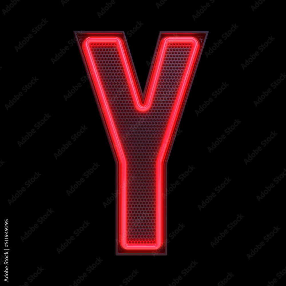Neon retro Light Alphabet letter Y isolated on a black background with ...