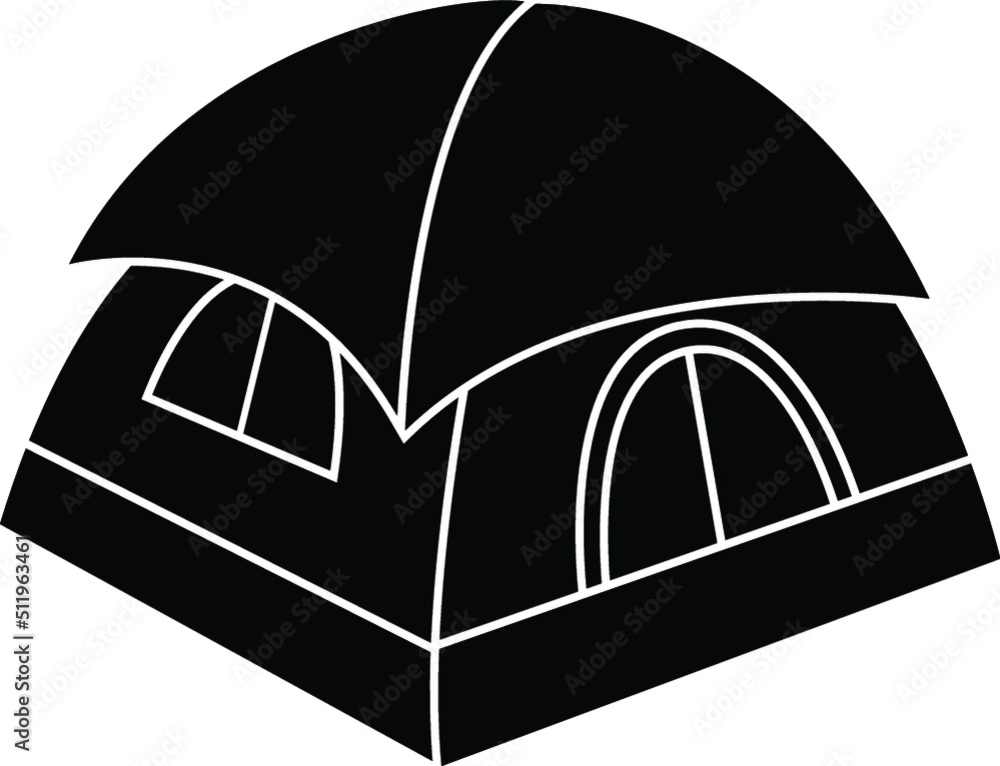 Black and White Cartoon Illustration Vector of a Pitched Tent Stock ...