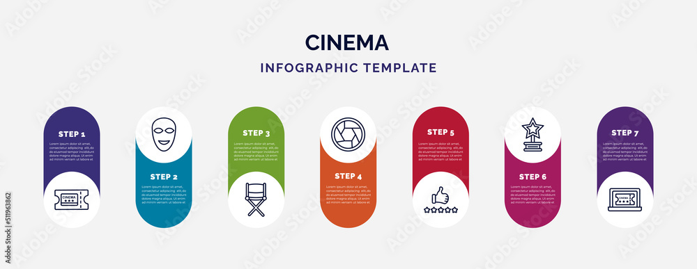 infographic template with icons and 7 options or steps. infographic for ...