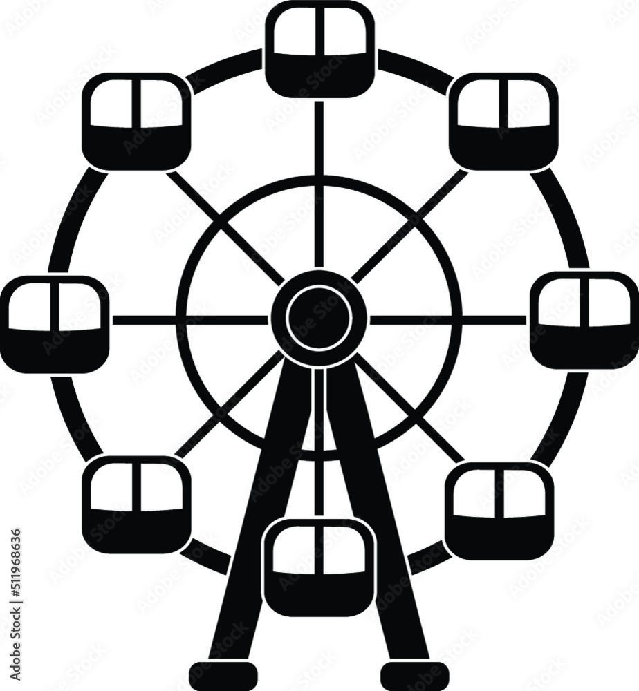 Black and White Cartoon Illustration Vector of a Ferris Wheel Fair ...