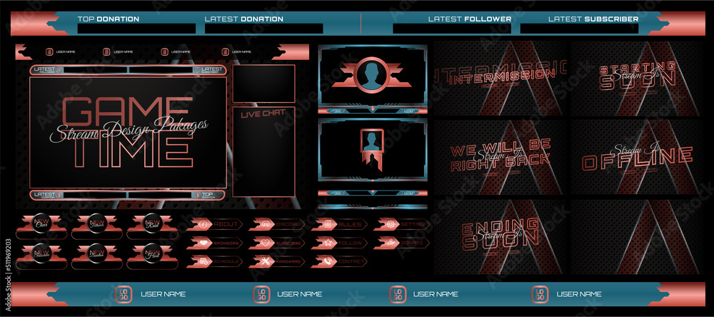 twitch Stream Facecam OBS Template warm overlay design Pack . modern ...