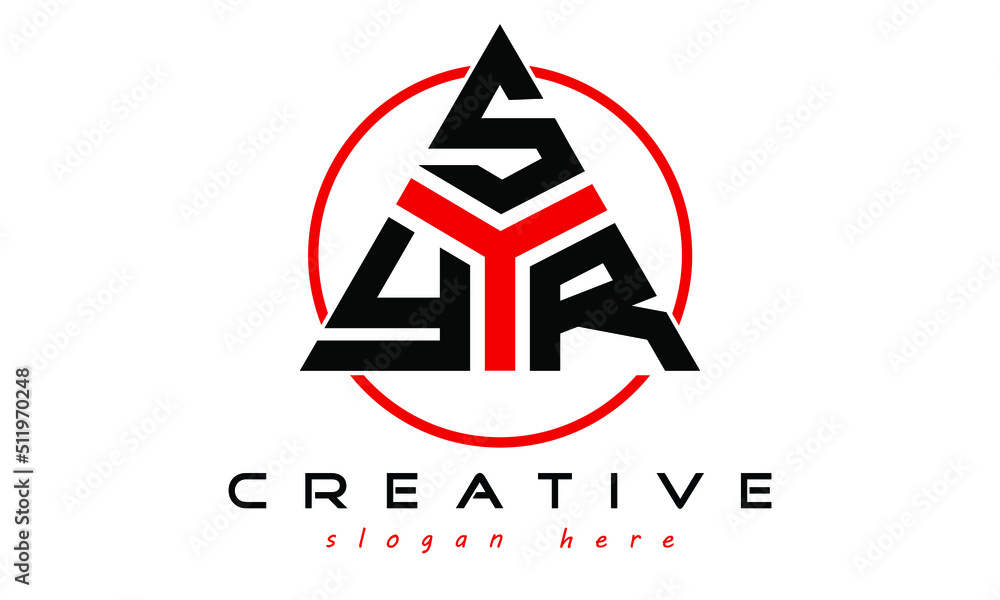 YSR three letter creative triangle shape in circle logo design vector ...
