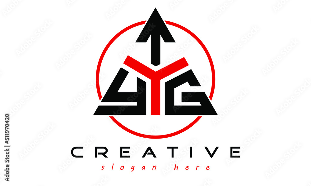 YTG three letter creative triangle shape in circle logo design vector ...
