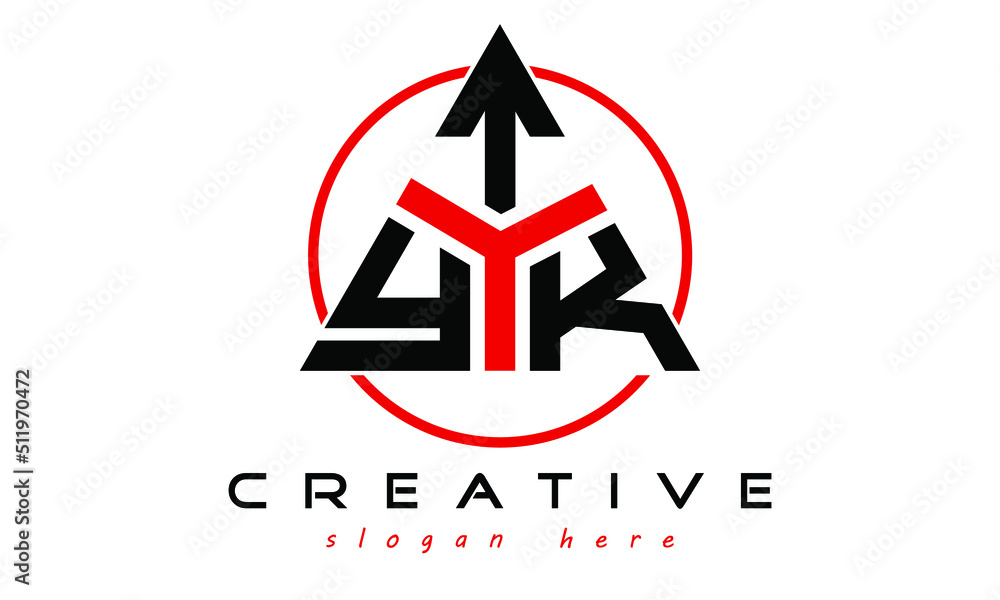 YTK three letter creative triangle shape in circle logo design vector ...