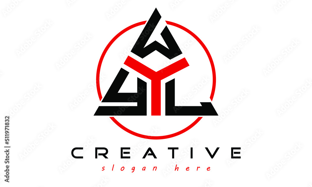 YWL three letter creative triangle shape in circle logo design vector ...