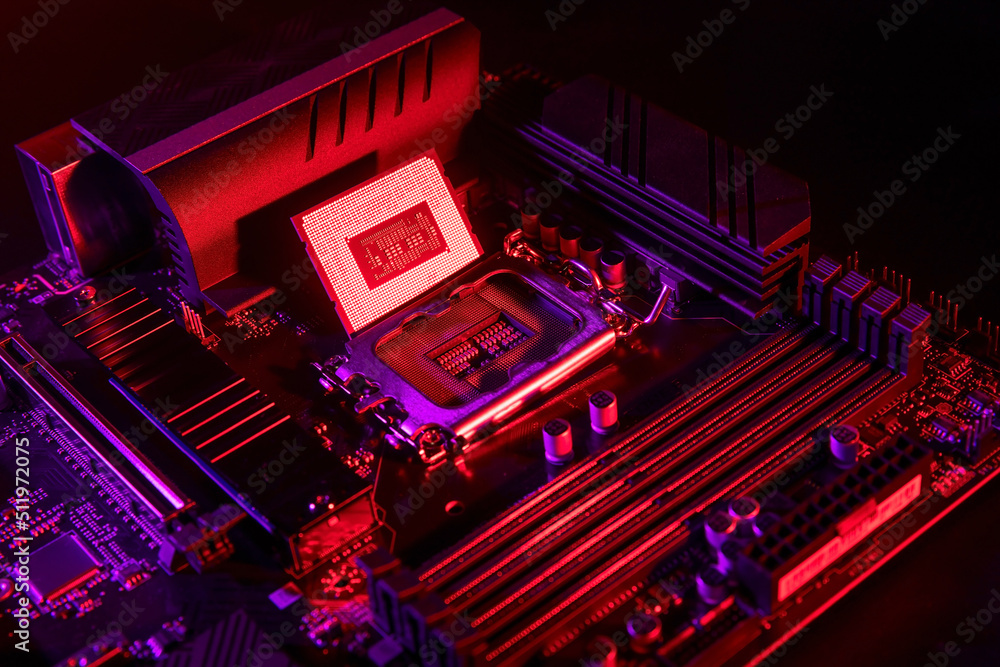 Open frame on PC motherboard for Central Processing Unit installation ...