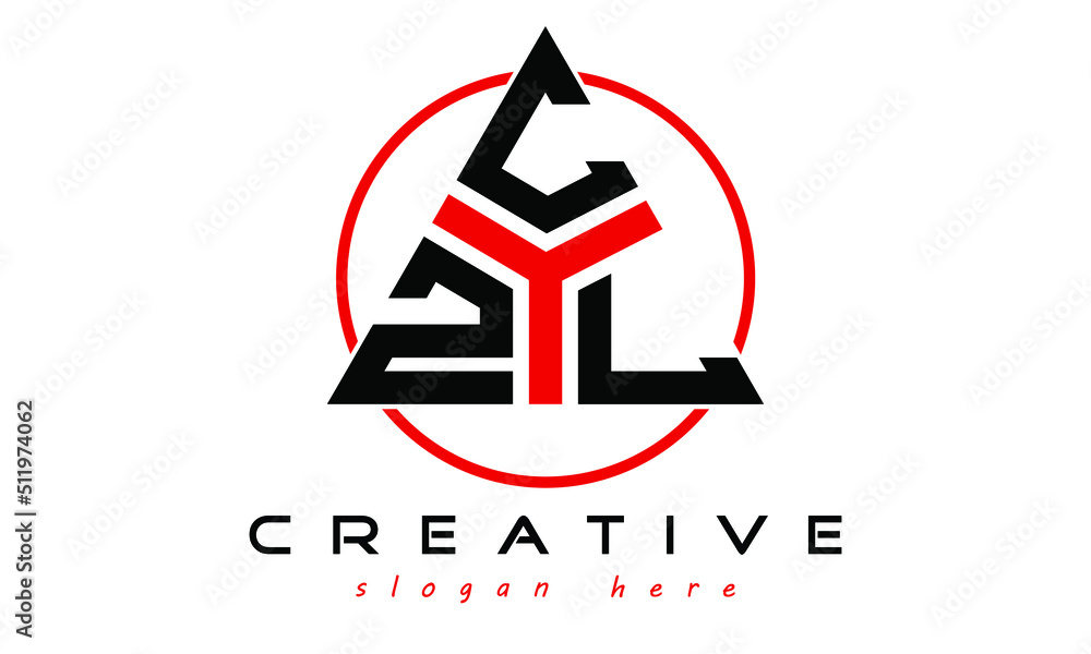 ZCL three letter creative triangle shape in circle logo design vector ...