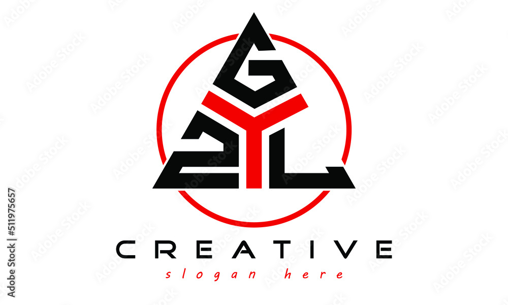 ZGL three letter creative triangle shape in circle logo design vector ...