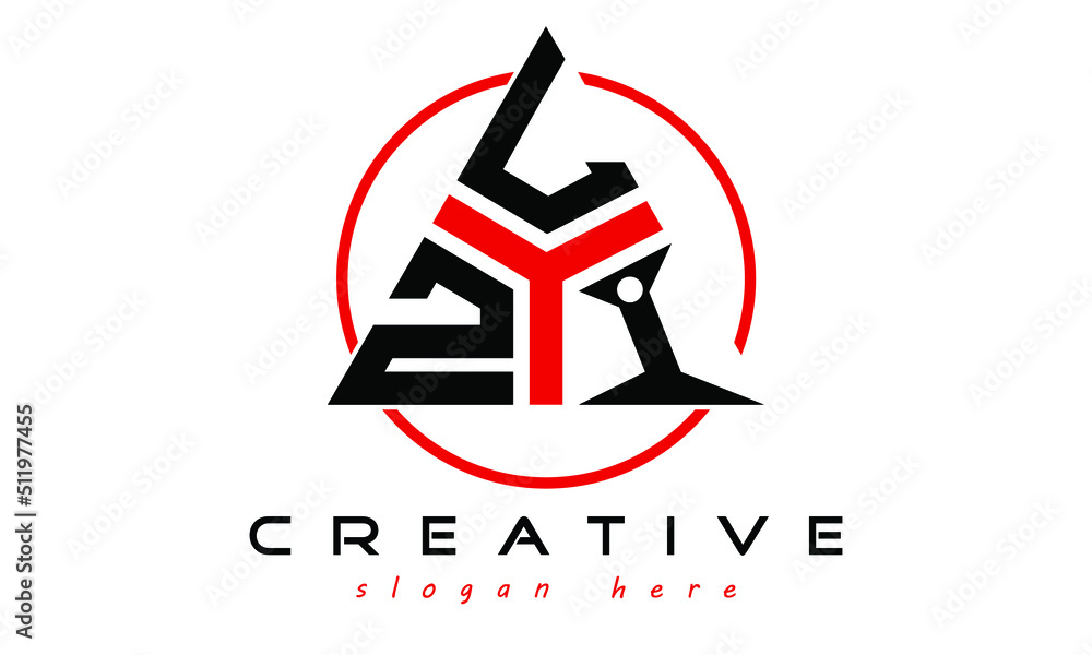 ZLI three letter creative triangle shape in circle logo design vector ...