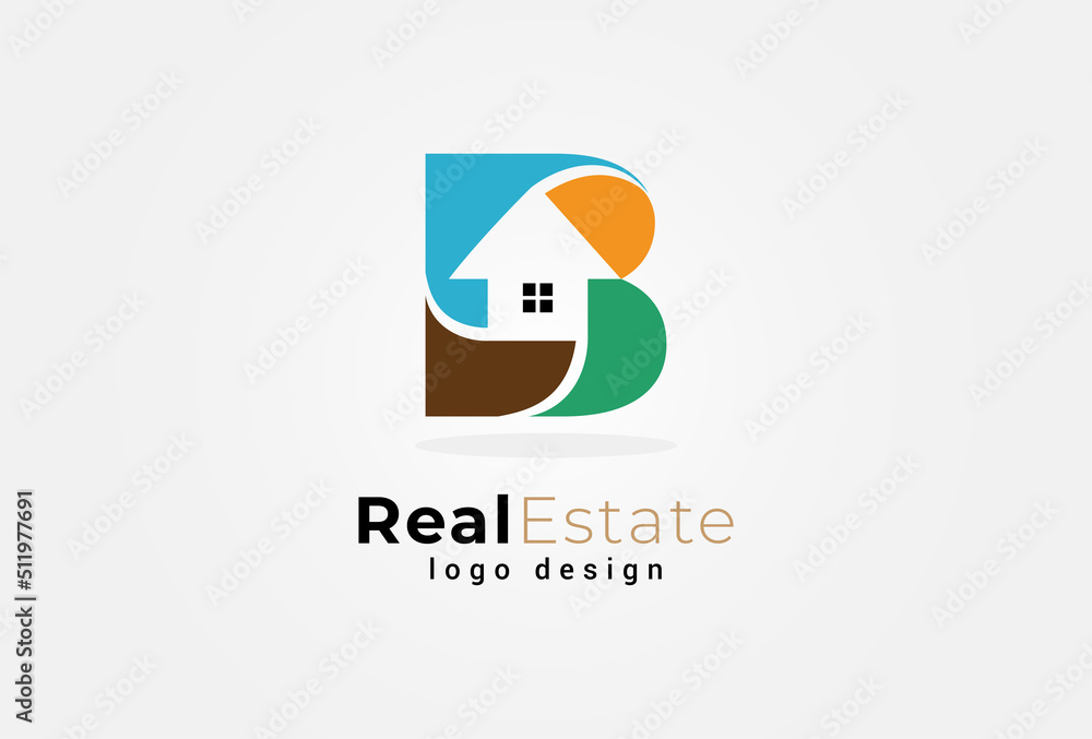 Initial B property corporation company logo, usable for real estate and ...