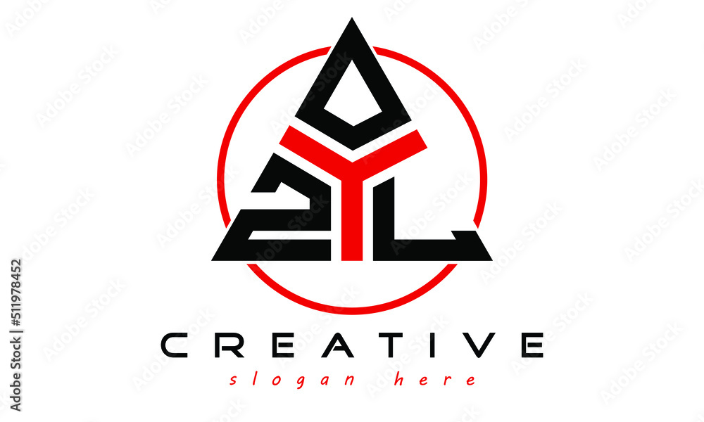 ZOL three letter creative triangle shape in circle logo design vector ...