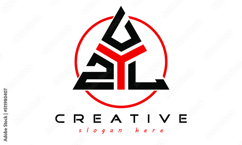 ZUL three letter creative triangle shape in circle logo design vector ...