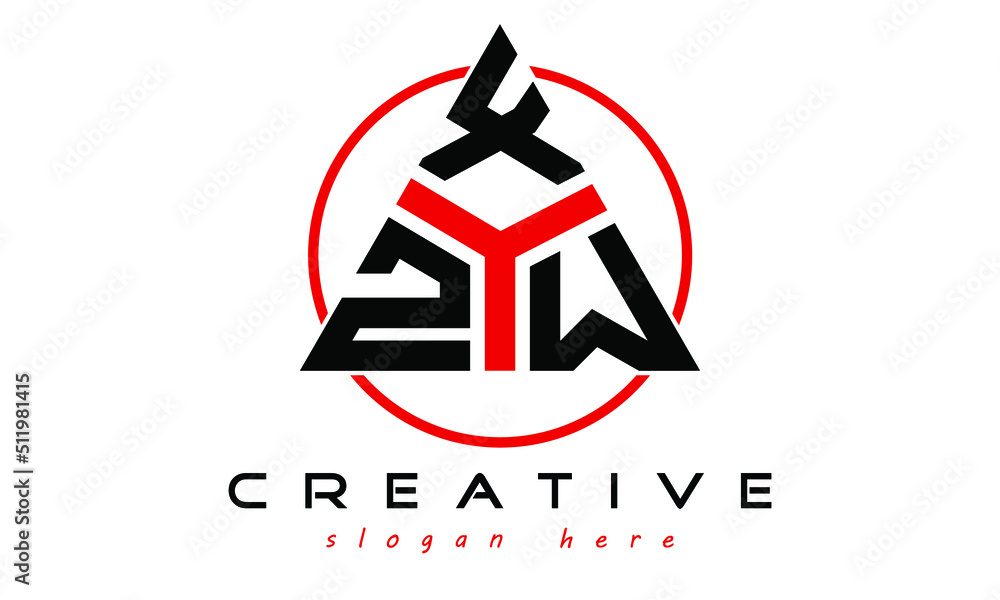 ZXW three letter creative triangle shape in circle logo design vector ...
