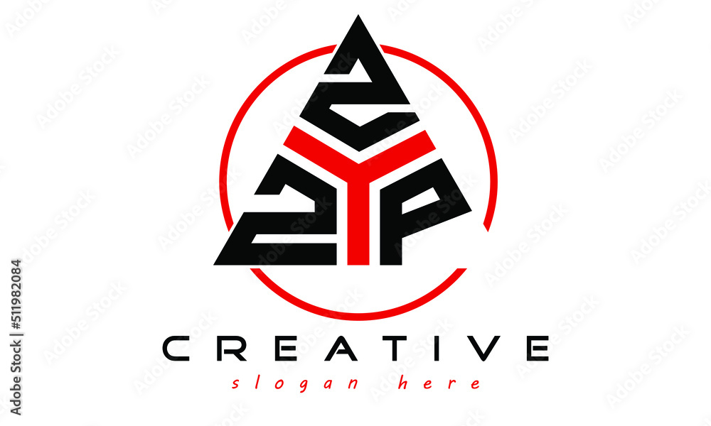 ZZP three letter creative triangle shape in circle logo design vector ...