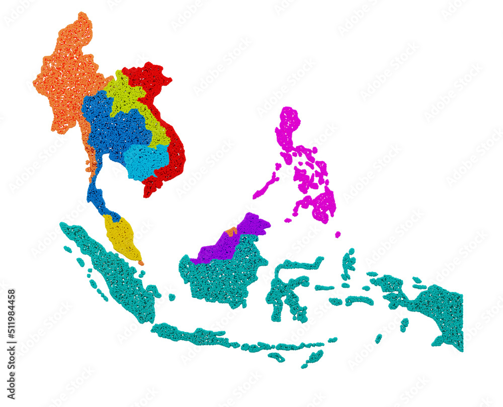 Asean Map with colorful dots style illustration, for background (AEC ...