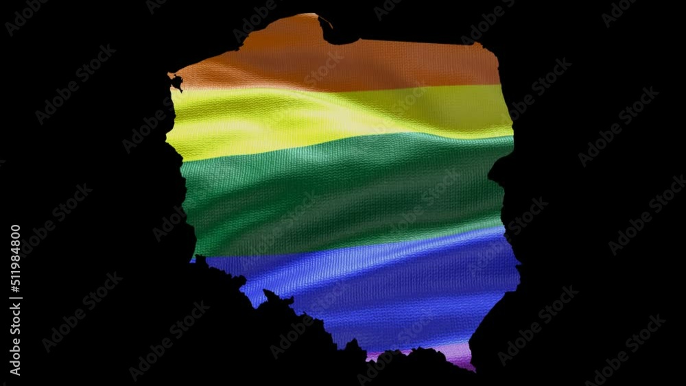 Poland country shape territory outline with LGBT rainbow flag ...