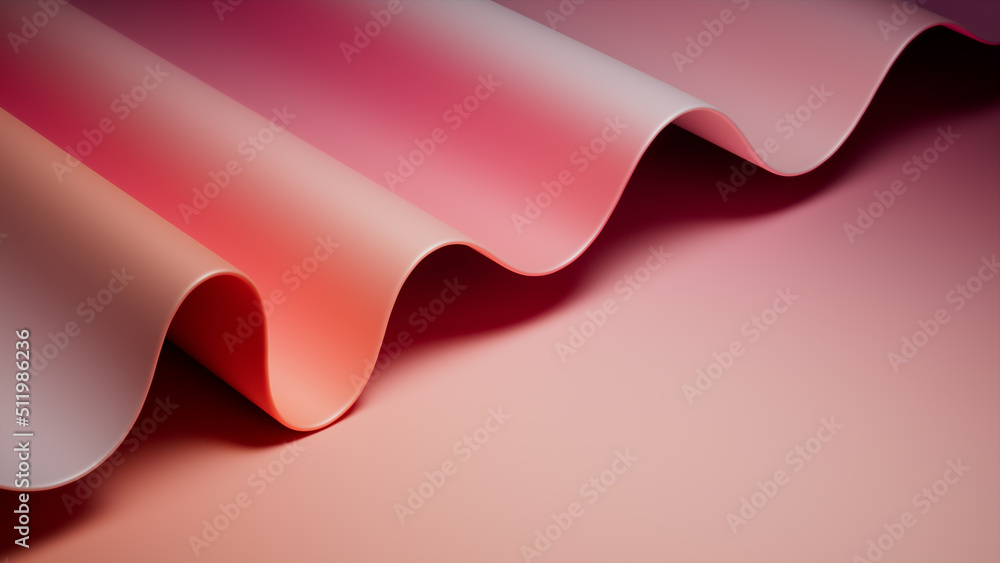 Undulating Coral and Pink Surface with Copy-Space. Contemporary 3D ...
