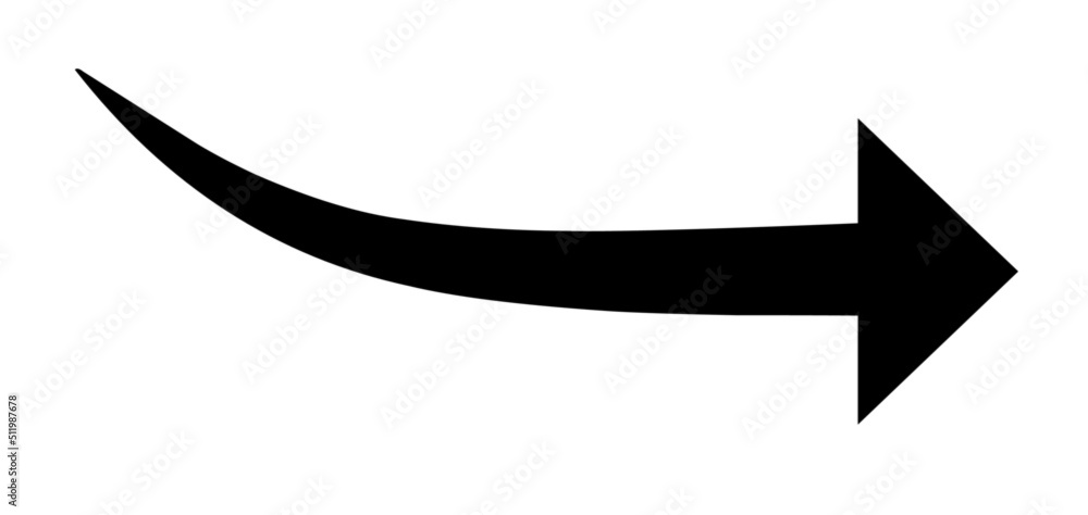 White Curved Arrow Black Background