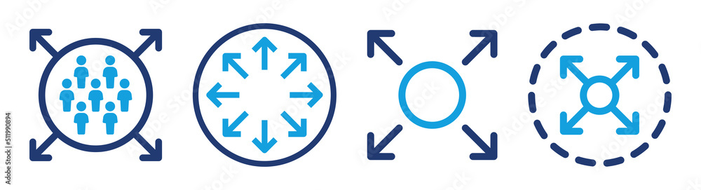 Capacity outline icon set vector illustration. Expand size sign with ...