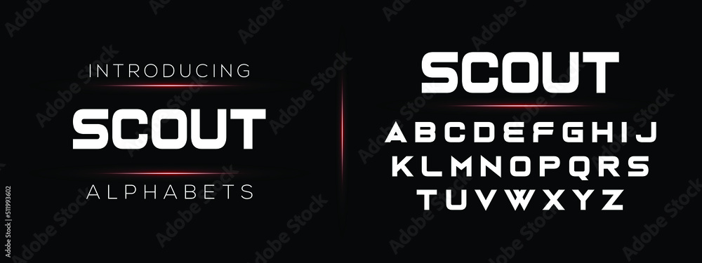SCOUT Tech Modern Alphabet Letter Font. Typography luxury style fonts ...