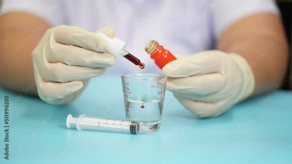 The video shows the technique of using an iodine dropper to draw the ...