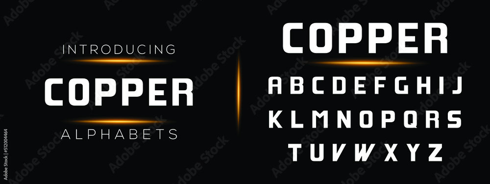COPPER Modern Alphabet Letter Font. Typography luxury style fonts for ...