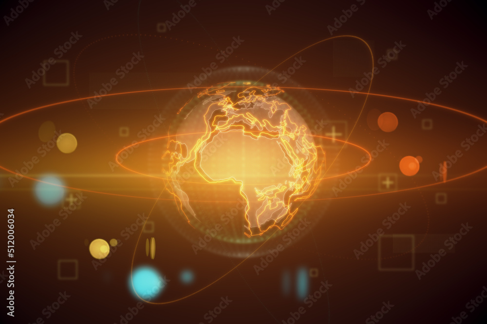 Hologram of globe. A holographic projection of planet earth. Flickering ...