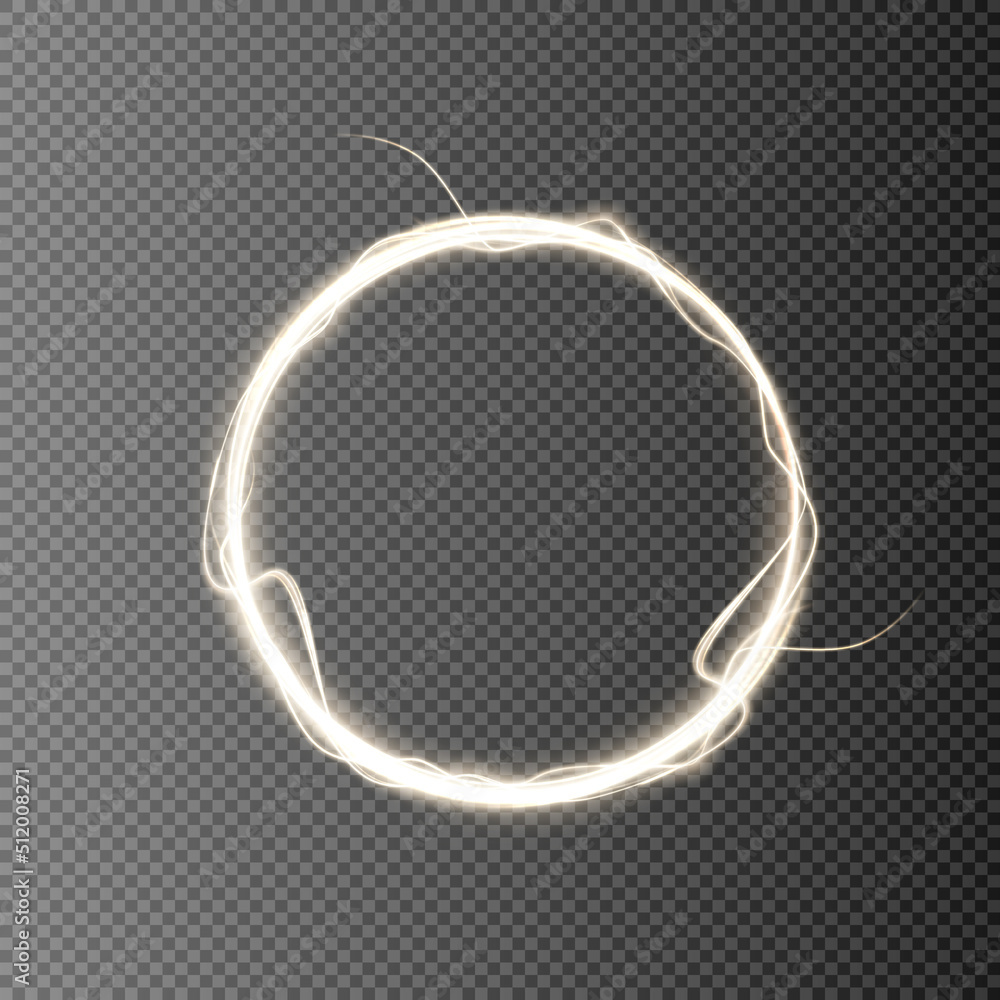 Vector circular light beam isolated on transparent background. Glowing ...