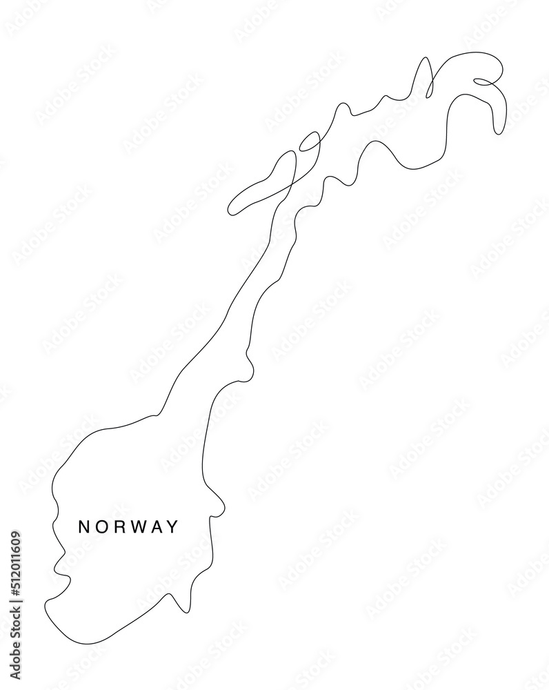 Line art norway map. continuous line europe map. vector illustration ...