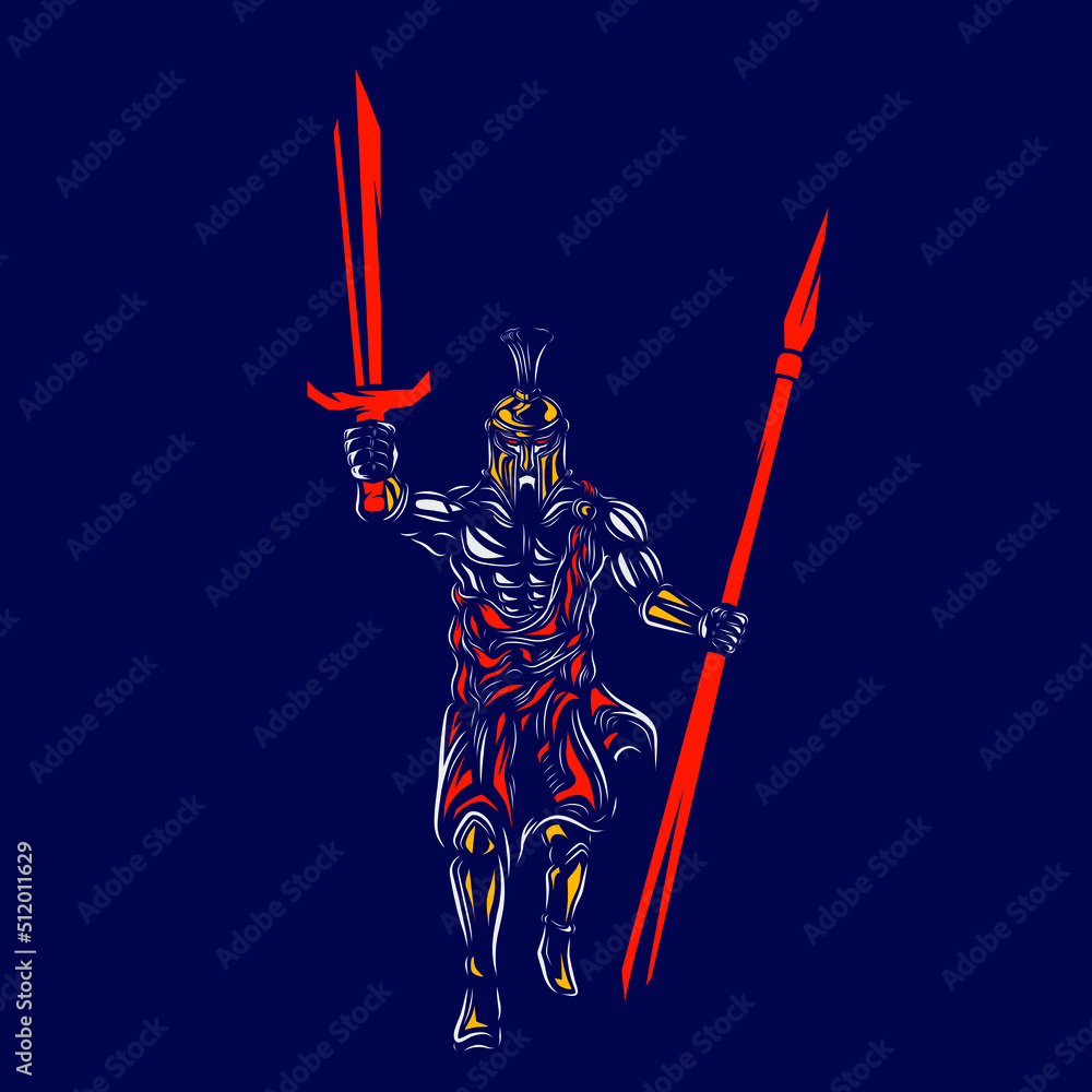 Ares the mythology logo line pop art portrait god colorful design with ...