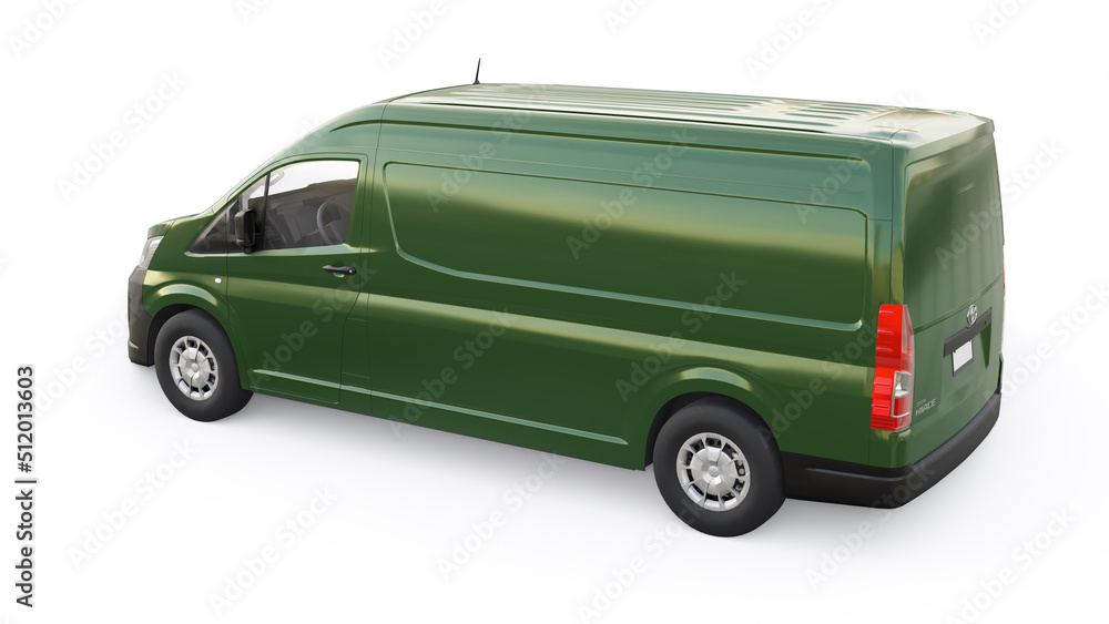 Tokyo, Japan. April 12, 2022: Toyota Hiace. Green commercial van for ...