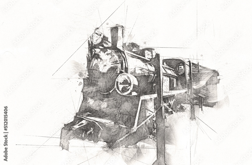 old steam locomotive engine retro vintage Stock Illustration | Adobe Stock