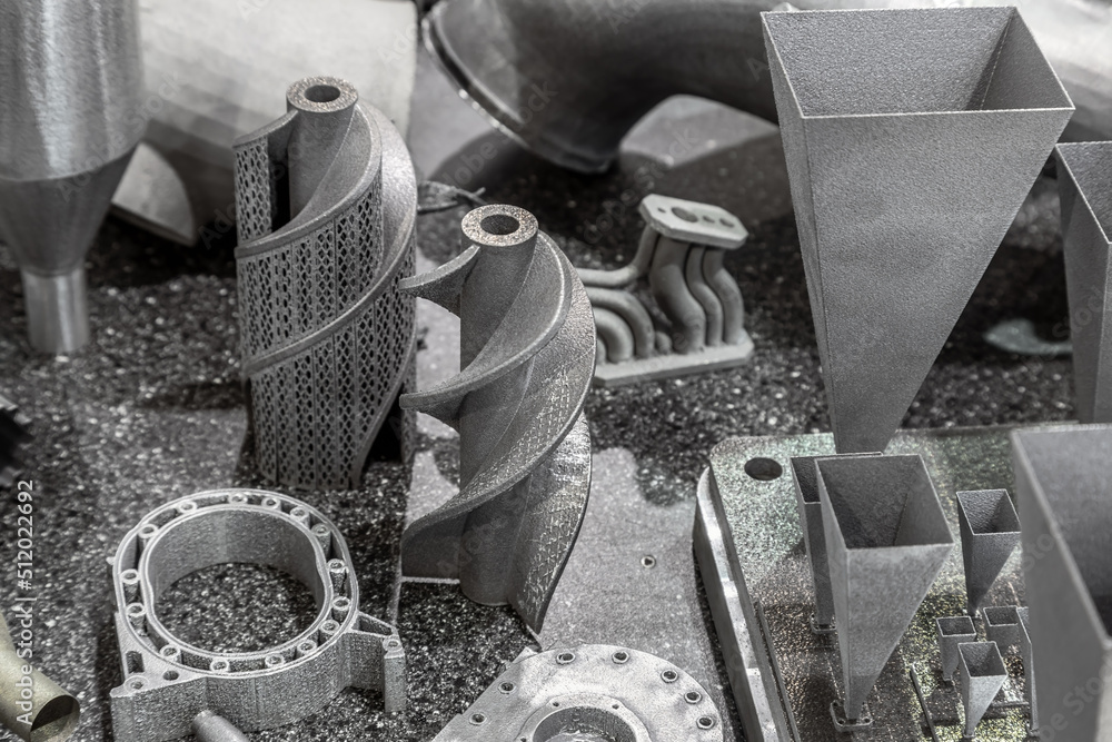 manufactured parts of the 3D printer are printed with metals from ...
