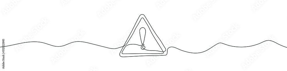 Exclamation mark linear background. One continuous line drawing of ...