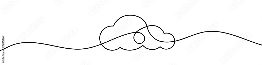 Continuous line drawing of cloud. Cloud linear icon. One line drawing ...