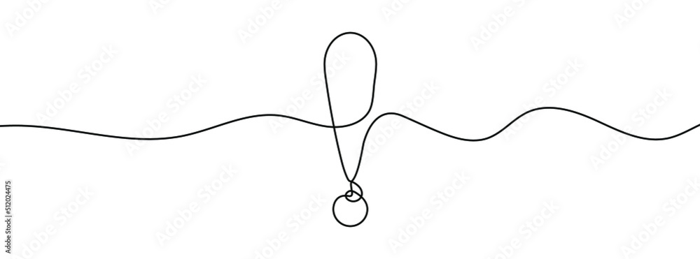 Exclamation mark linear background. One continuous line drawing of ...