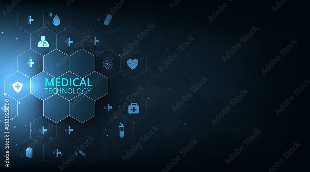 Health care concept.Medical technology network design.Icon medical ...