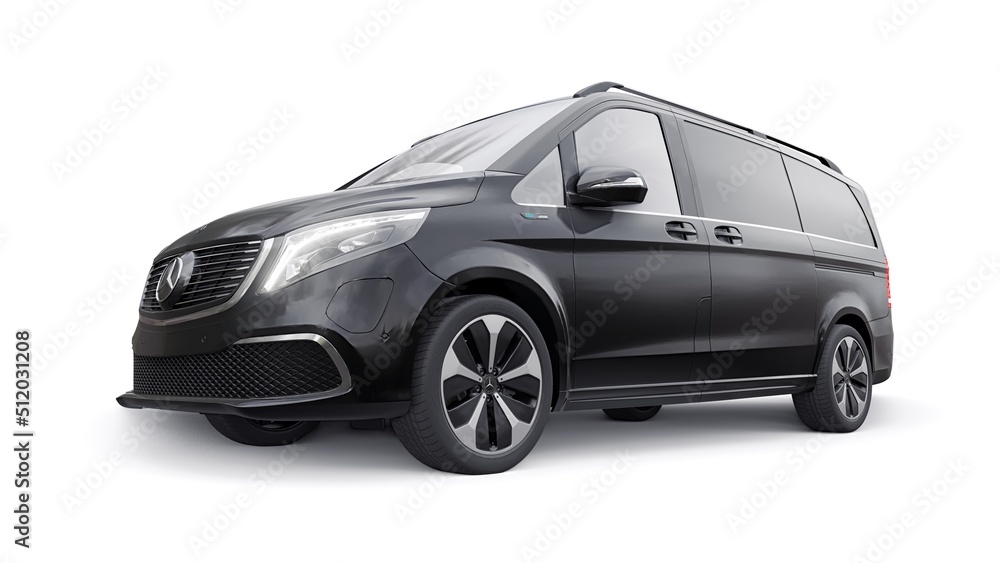 Berlin. Germany. June 14, 2022. Black Mercedes-Benz EQV 2020. Electric ...