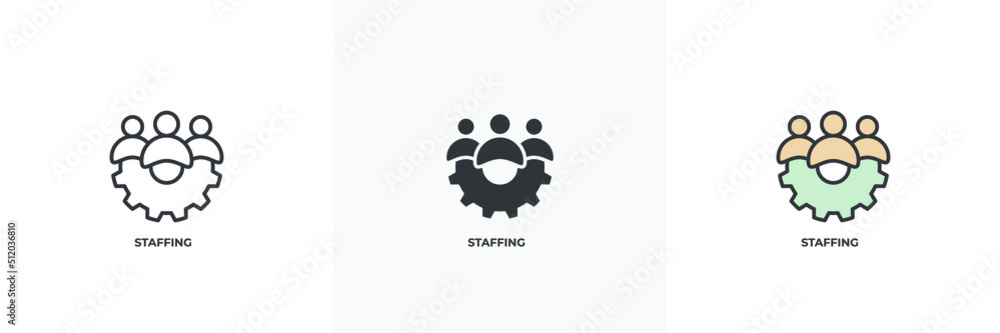 staffing icon. Line, solid and filled outline colorful version, outline ...