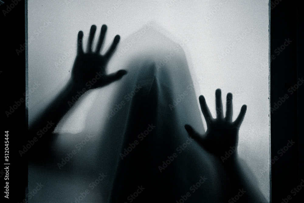 Poster Shadowy figure, ghost behind glass - horror background – Wall ...