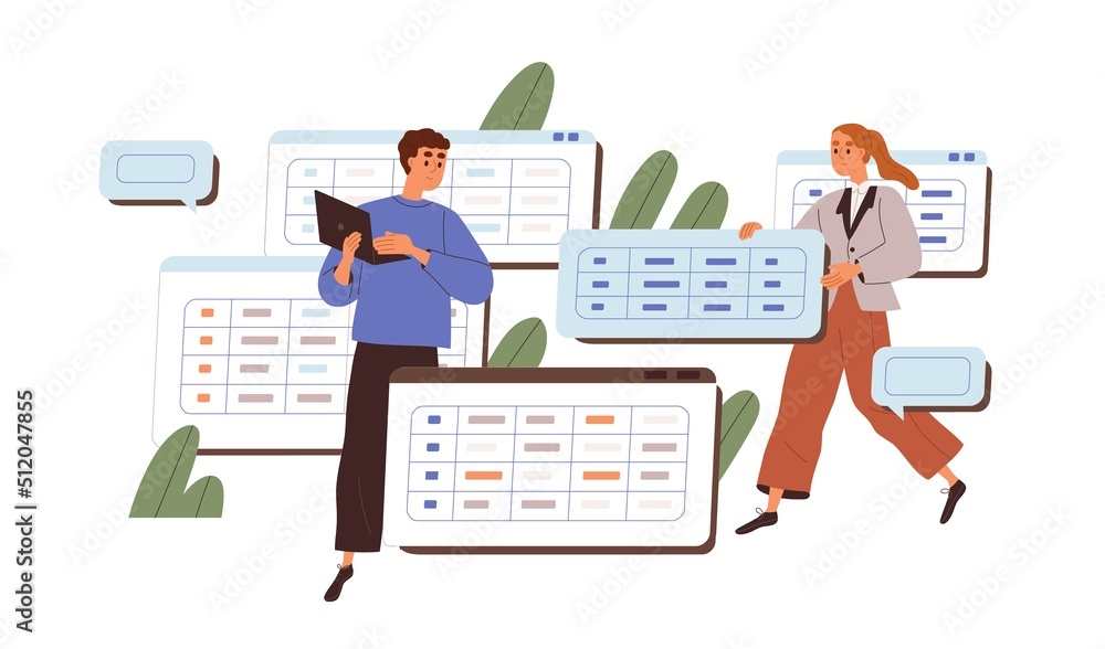 Database development, administration concept. Software engineers work ...