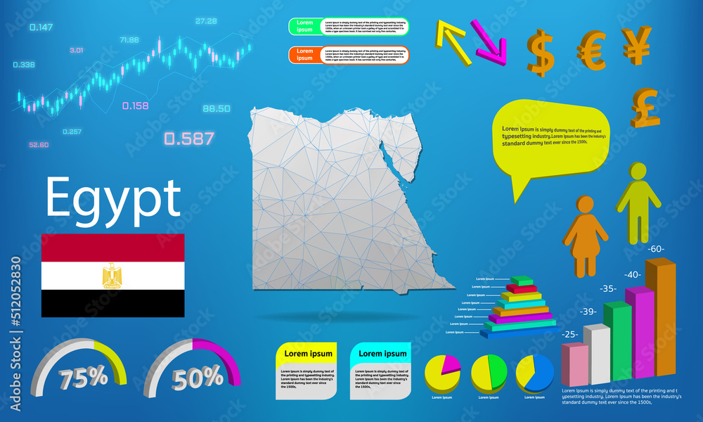 Vetor de egypt map info graphics - charts, symbols, elements and icons ...