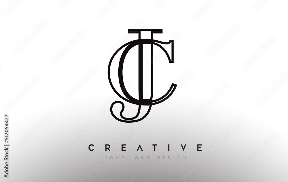 JC letter design logo logotype icon concept with serif font and classic ...