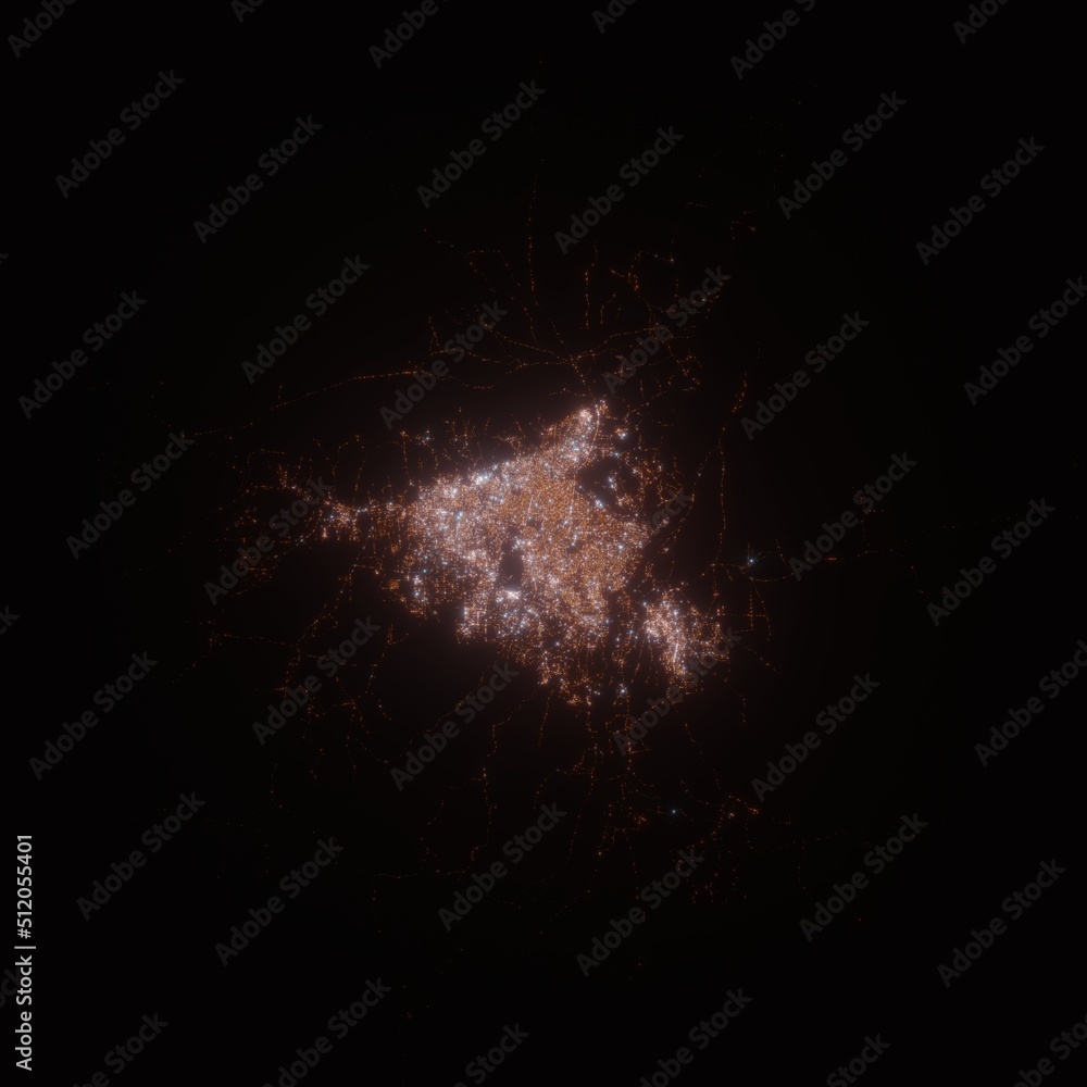 Juba (South Sudan) street lights map. Satellite view on modern city at ...