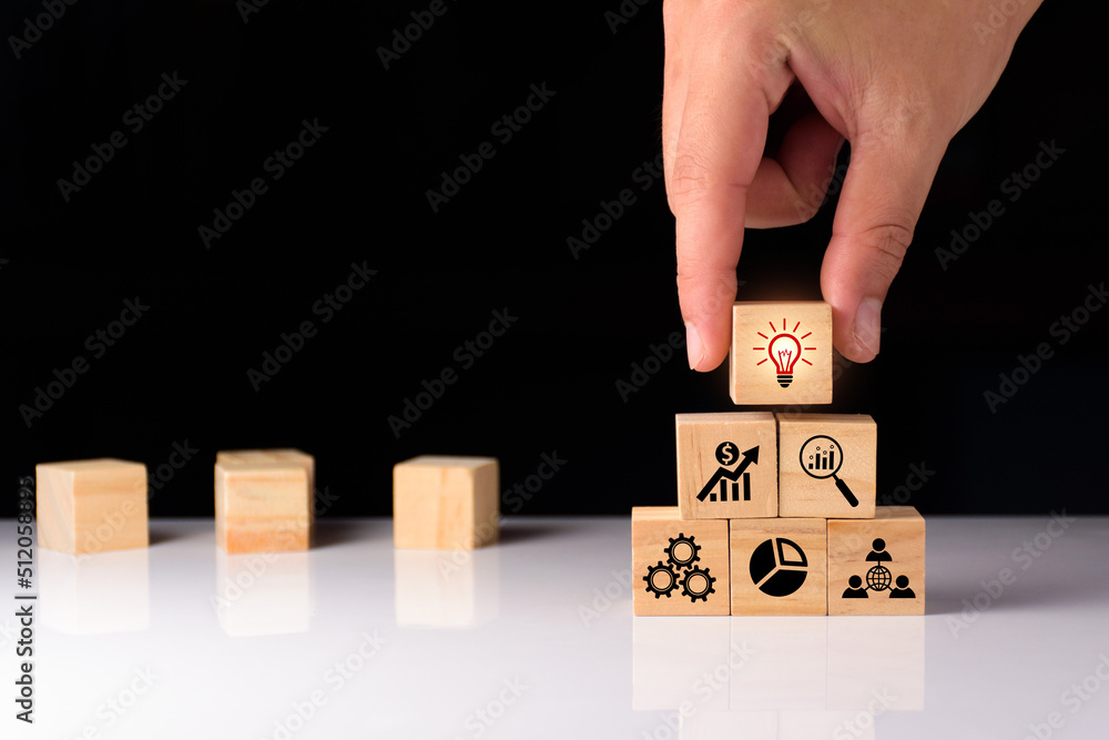 Business success goals Concept. Business man planning business ...